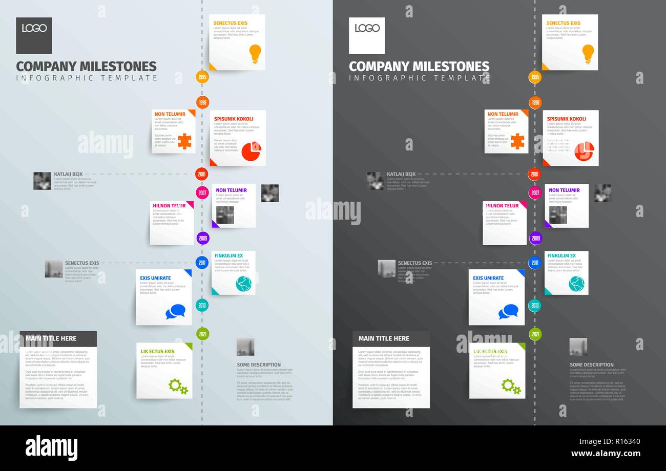 Vector Infographic time report template collection with vertical ...