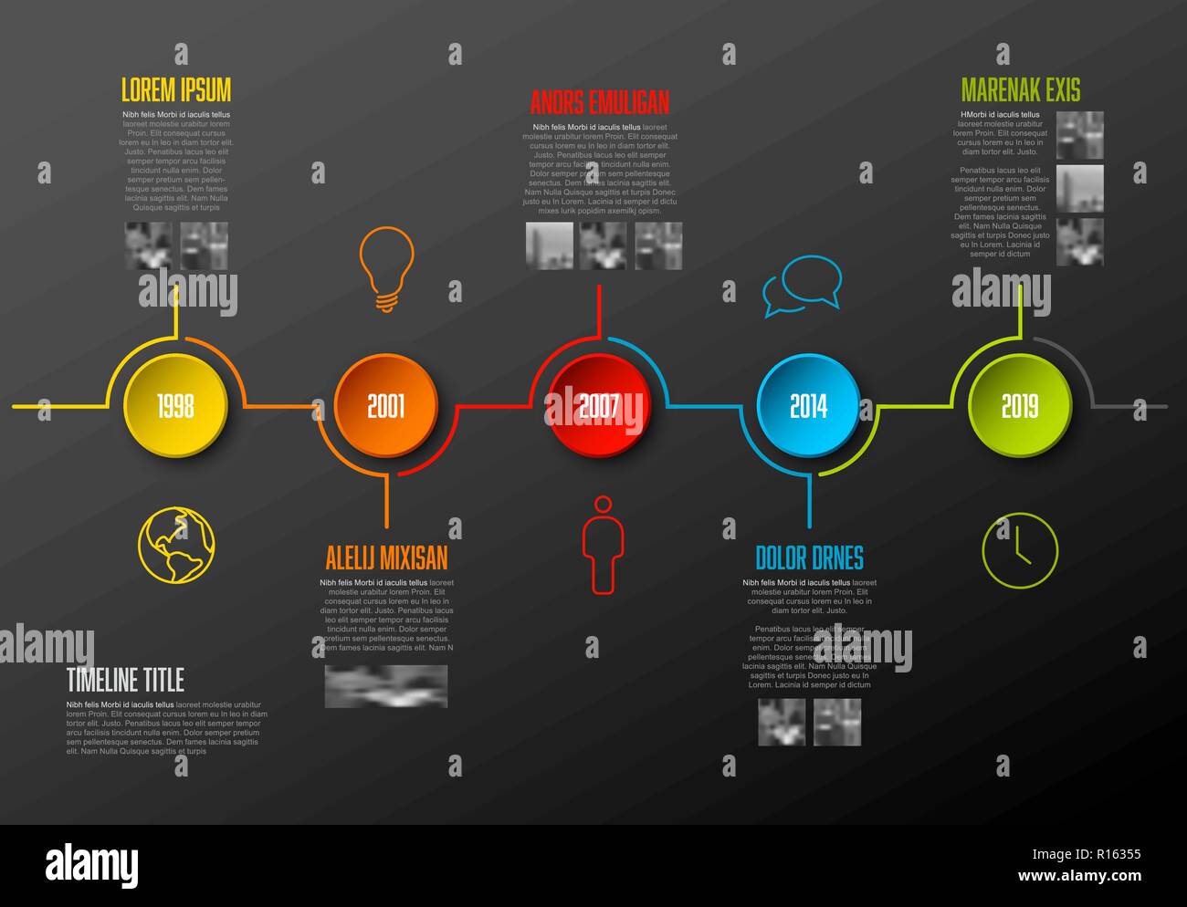 Infographic Company Milestones Timeline Template with colorful circles ...