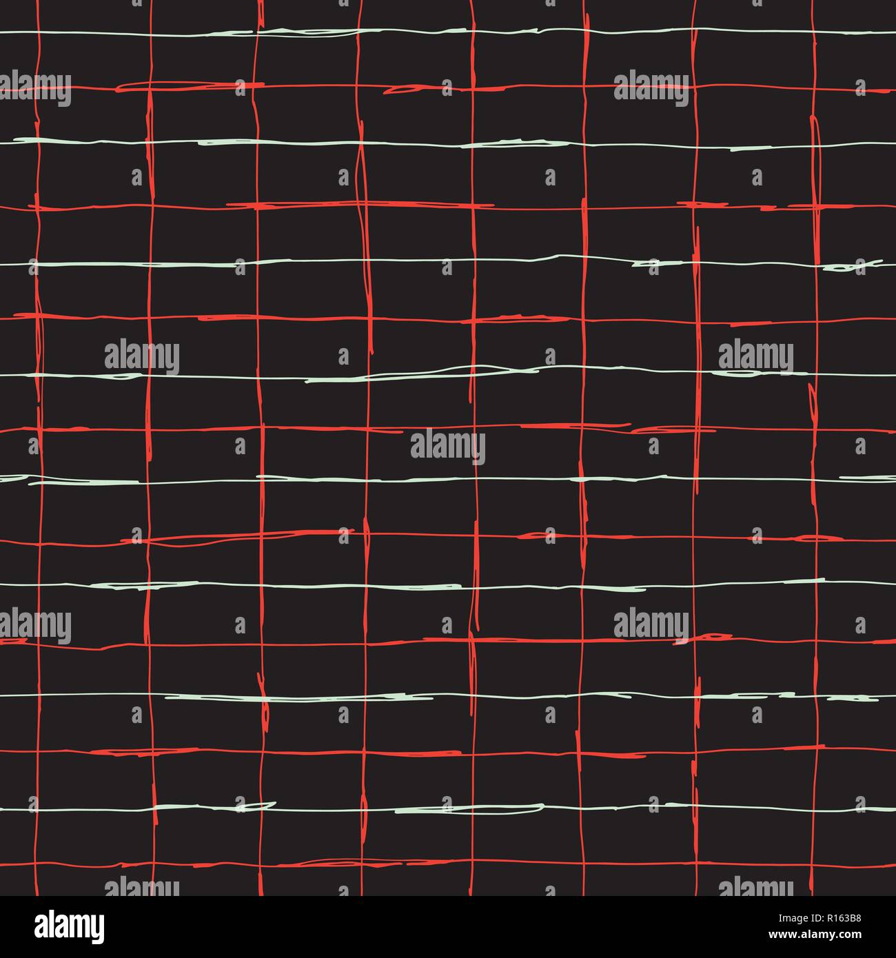 Seamlaess pattern design with artistic hand drawn lines, checkered grid ...