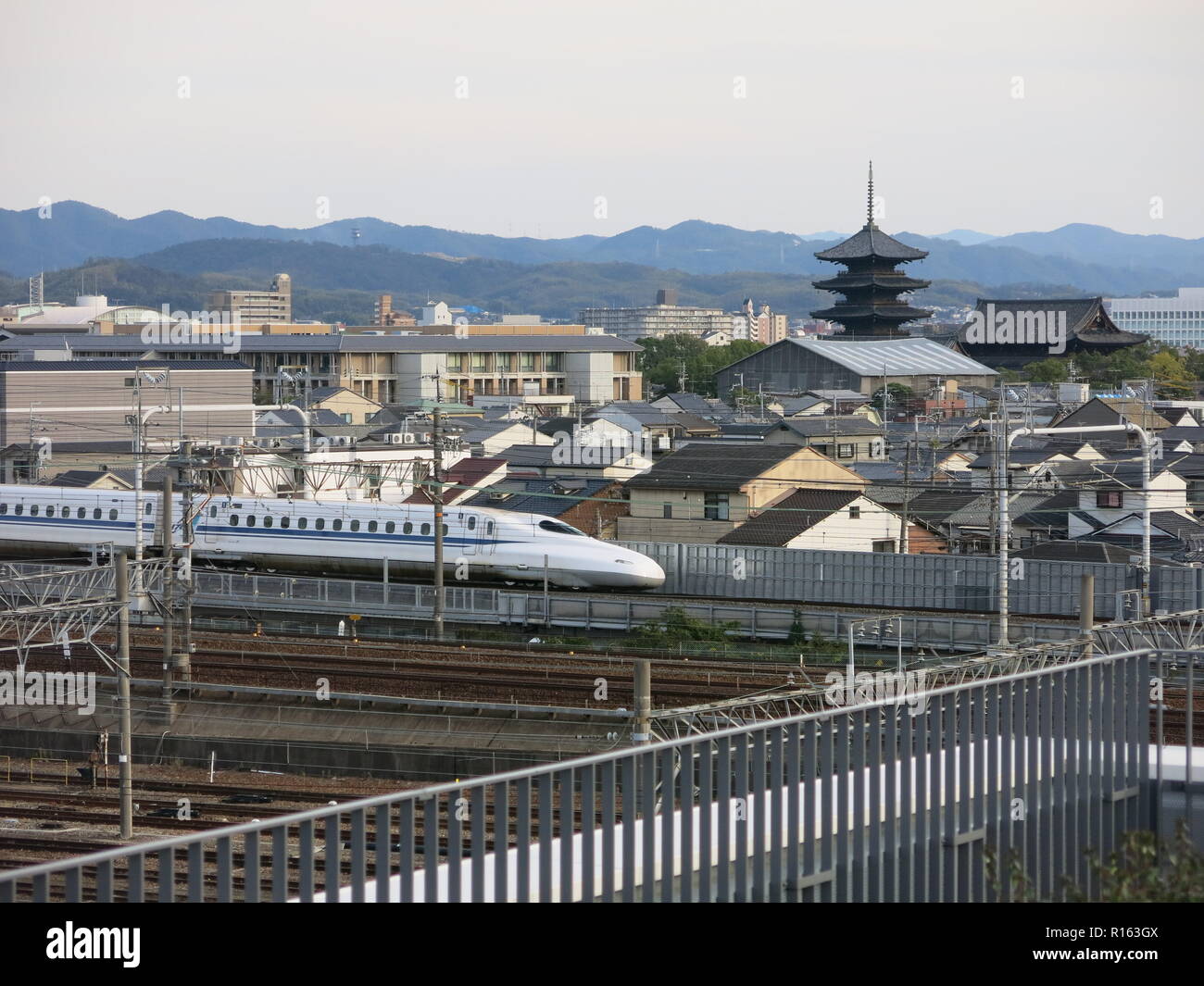 View of the iconic Bullet train as it rushes through the outskirts of ...