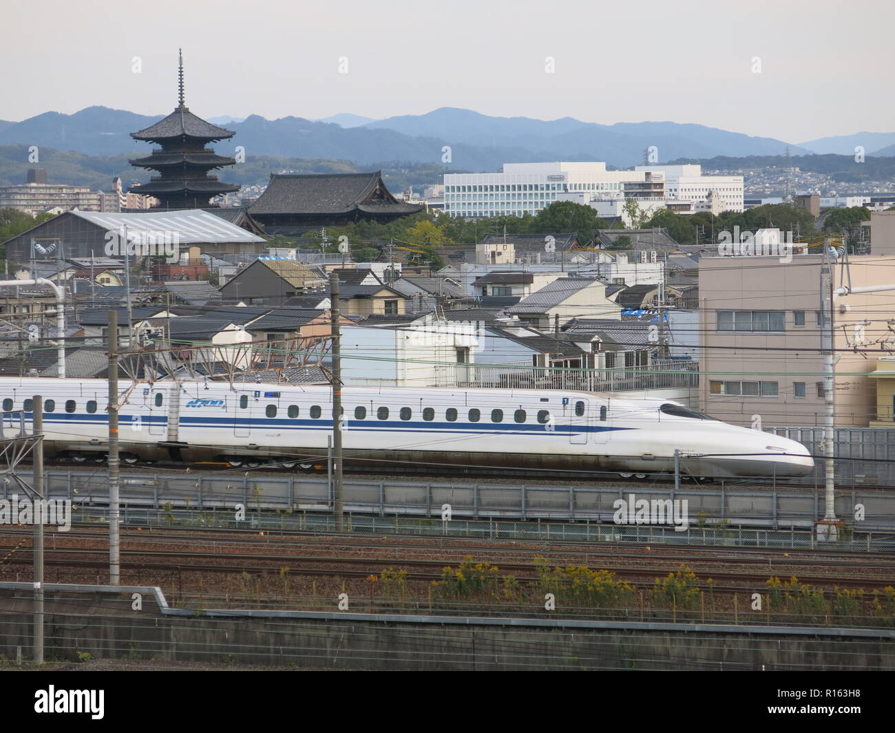 View of the iconic Bullet train as it rushes through the outskirts of ...
