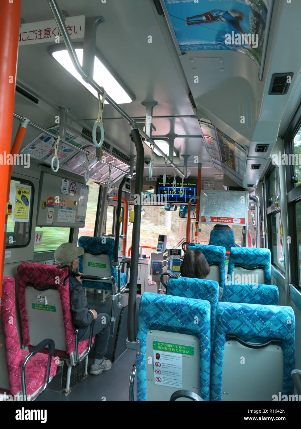 The interior of a local bus serving the Hakone region of Japan Stock ...