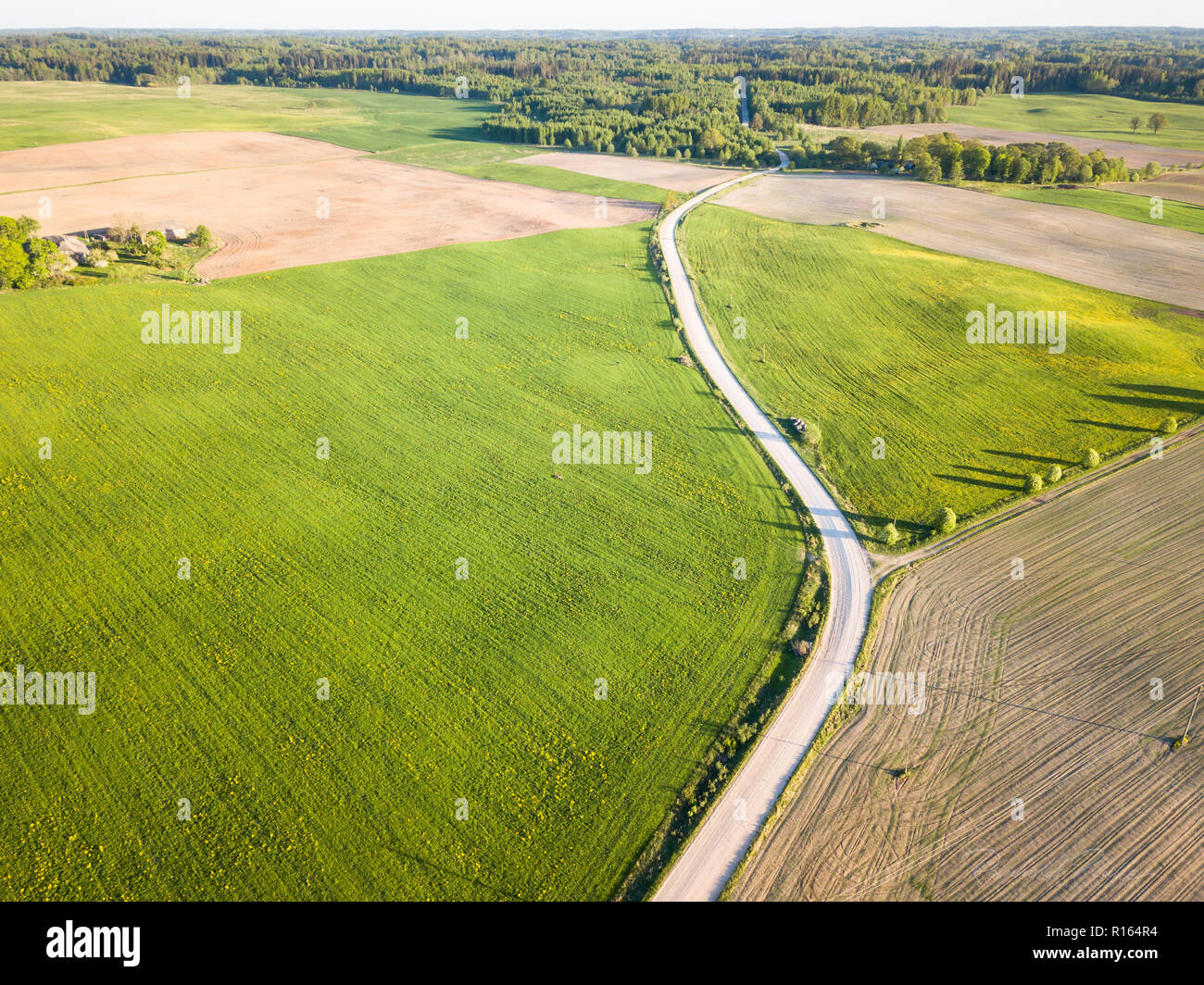Aerial Drone Photo of a Meadows Surrounded with Beautiful Early Spring ...