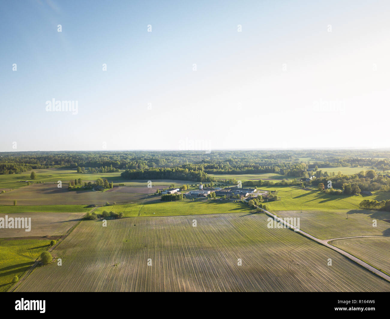 Aerial Drone Photo of a Meadows Surrounded with Beautiful Early Spring ...
