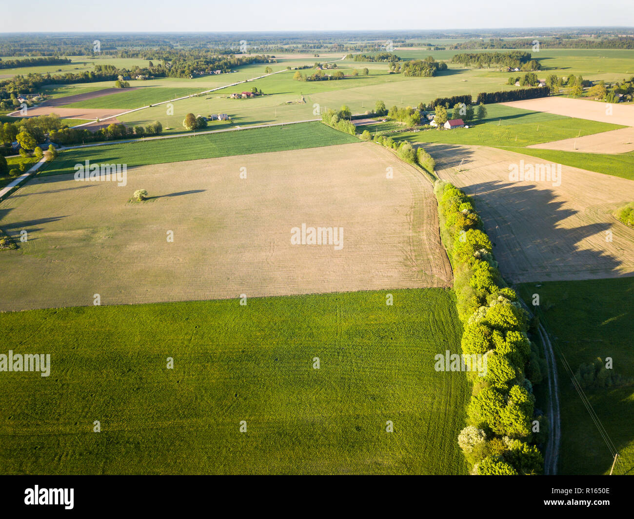 Aerial Drone Photo of a Meadows Surrounded with Beautiful Early Spring ...