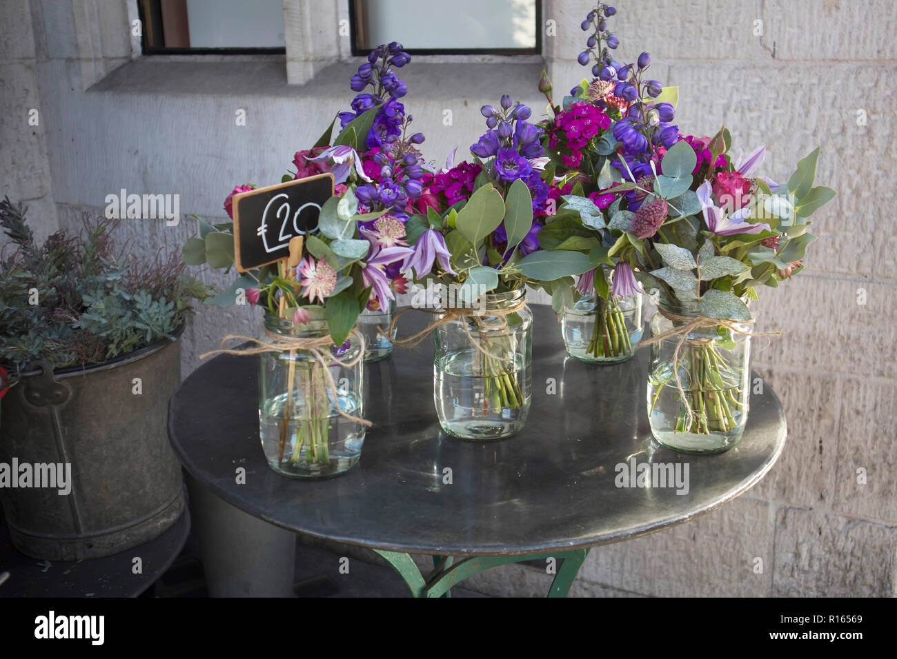 The colorful variety of flowers sold in the market in London Stock ...