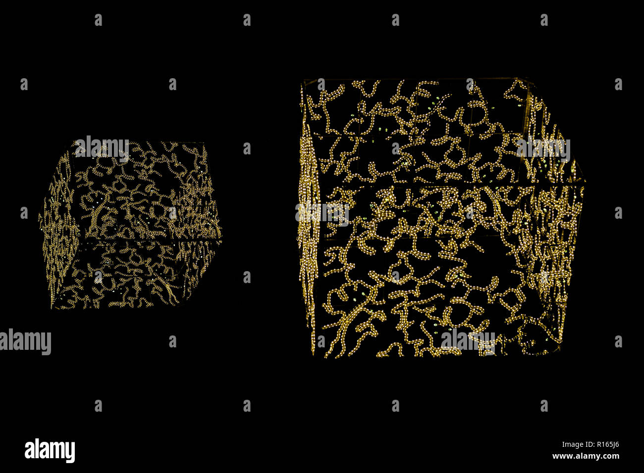 two cubes bright outdoor christmas lights Stock Photo - Alamy