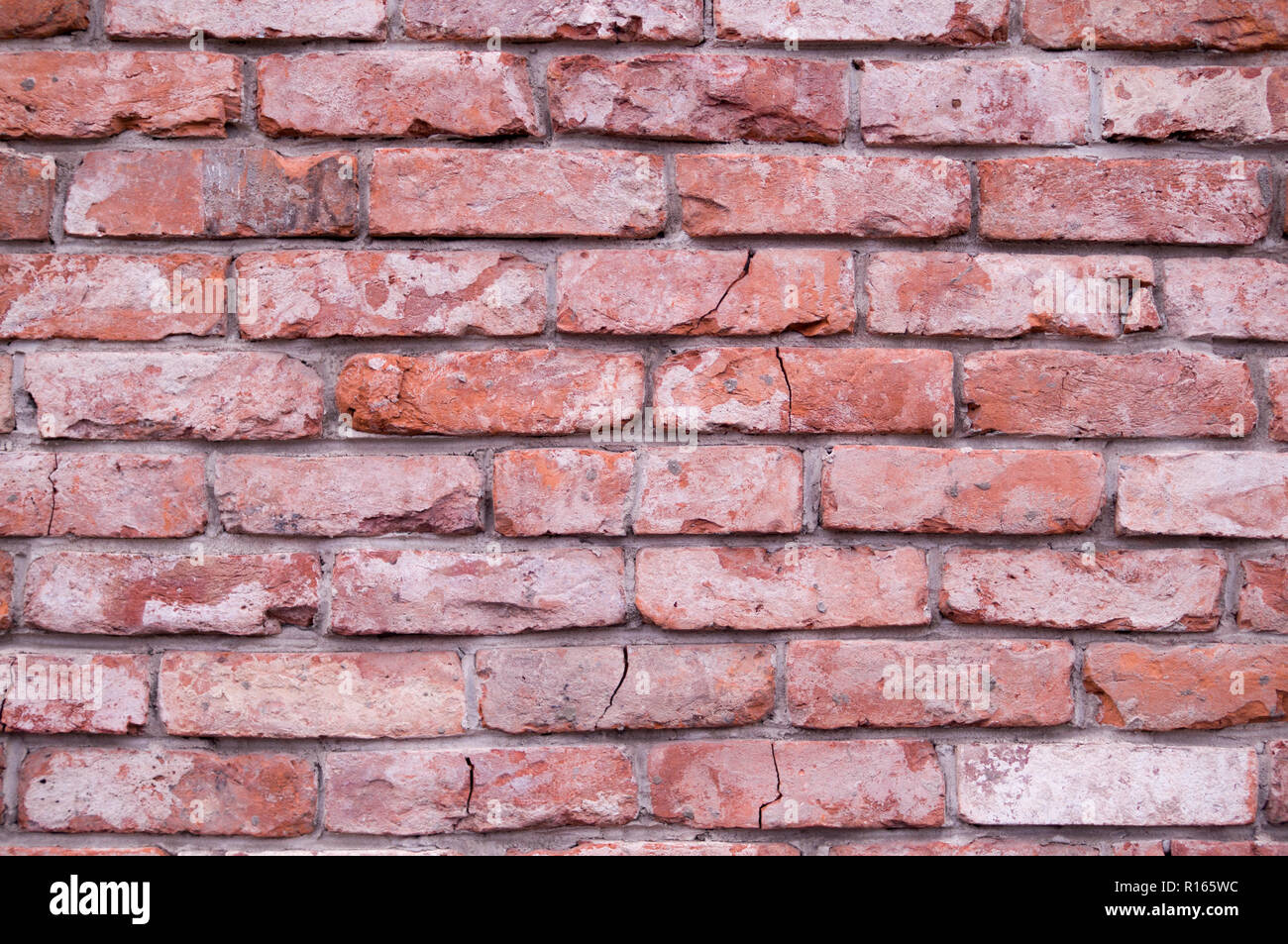 old weathered red brick wall texture, background. exterior Stock Photo ...