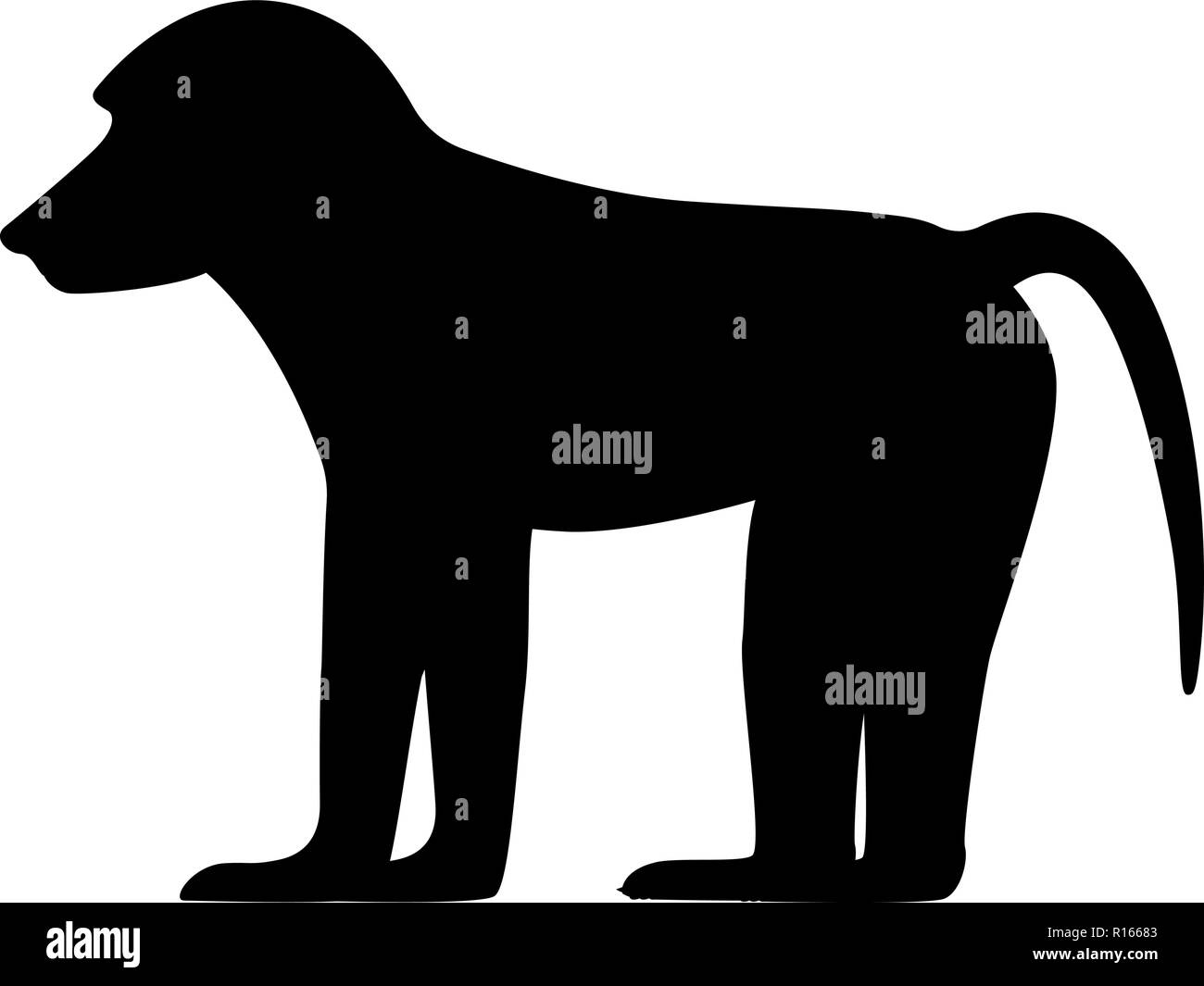 Vector illustration black silhouette baboon Stock Vector Image & Art ...