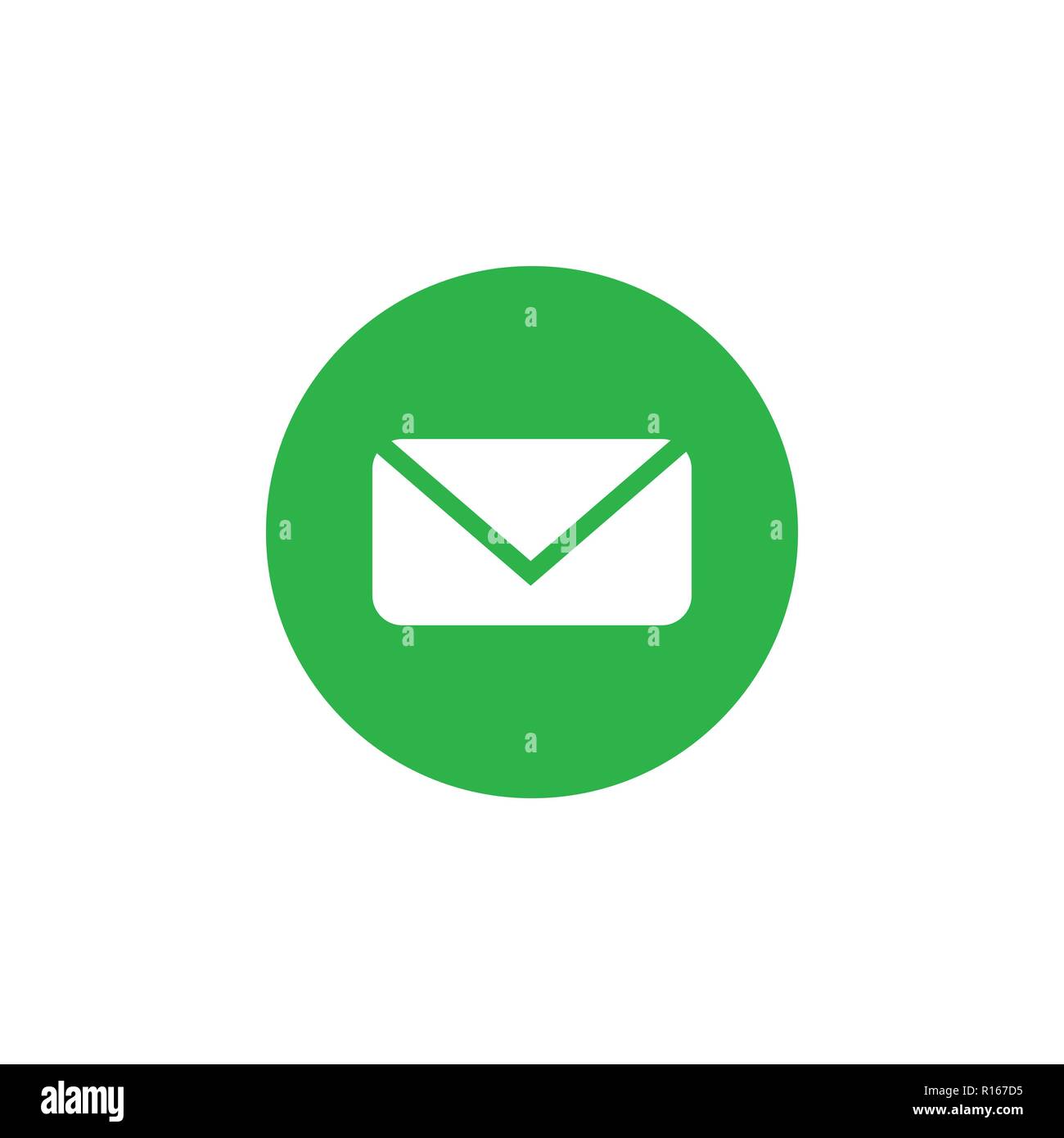 Message icon, email, letter sign, white on white-green background ...
