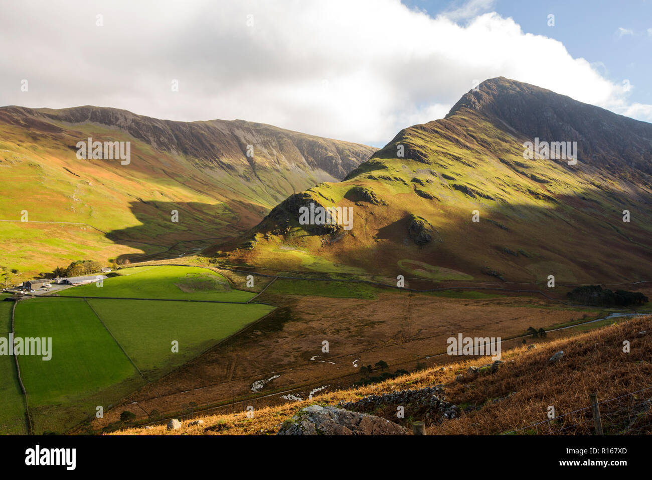 Looking across to Fleetwith Pike and Gatesgarth from above Buttermere ...
