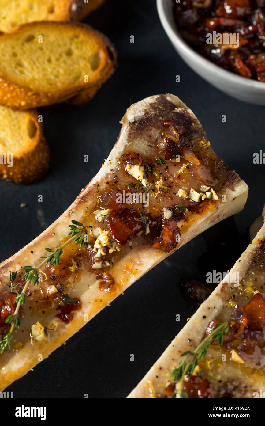 Homemade Roasted Beef Bone Marrow with Thyme and Lemon Stock Photo - Alamy