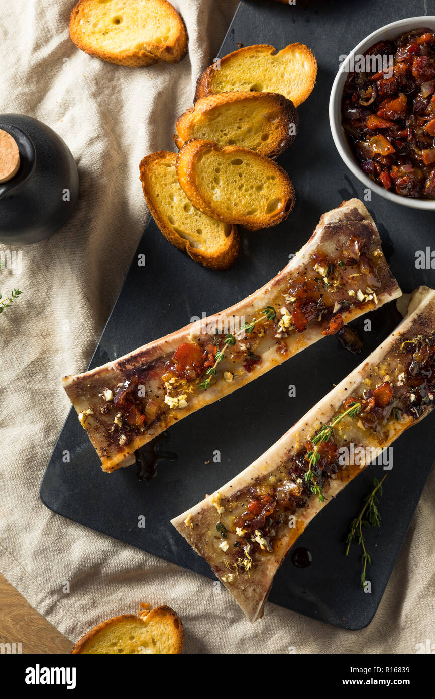 Homemade Roasted Beef Bone Marrow with Thyme and Lemon Stock Photo - Alamy