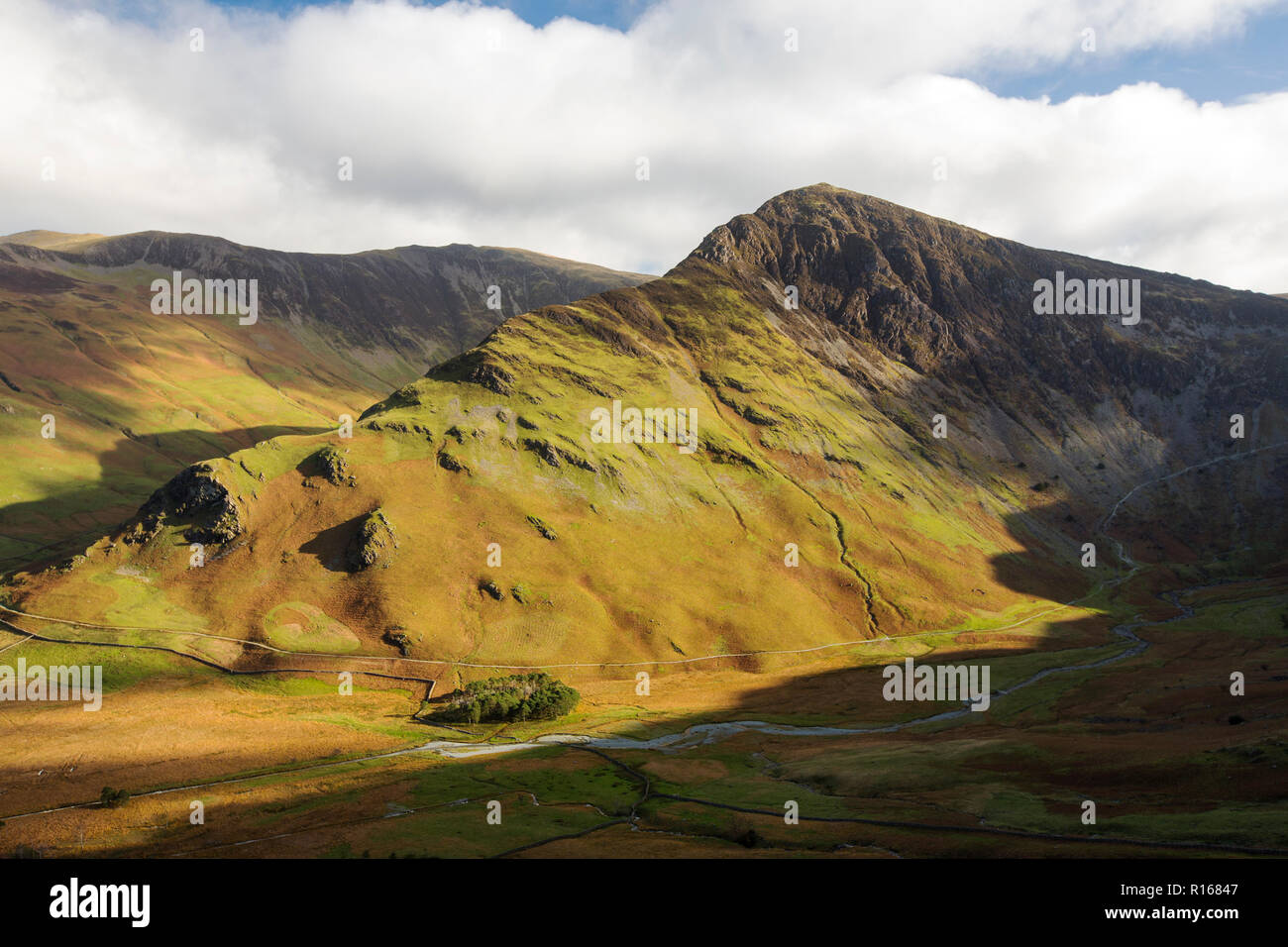 Looking across to Fleetwith Pike and Gatesgarth from above Buttermere ...
