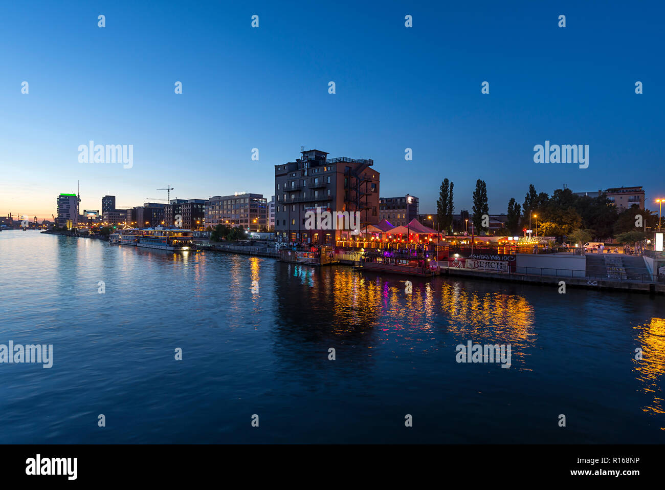 View to waterfront promenade at spree river hi-res stock photography ...