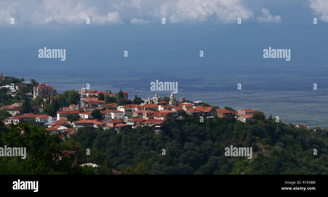 View of Signagi and Alazani Valley. Popular tourist attraction of ...