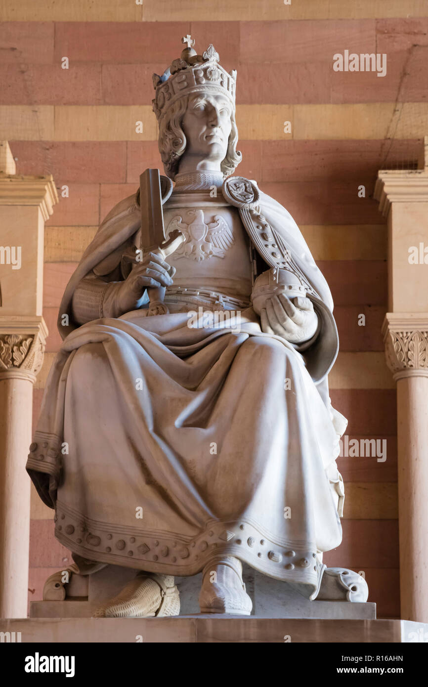 King Rudolf of Habsburg, statue, Speyer, Rhineland-Palatinate, Germany ...