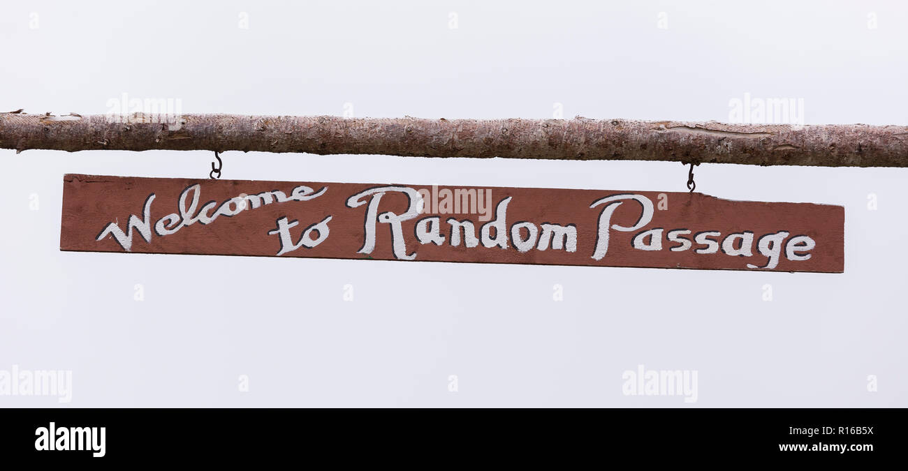 CAPE RANDOM, NEWFOUNDLAND, CANADA - Entrance sign to Random Passage ...