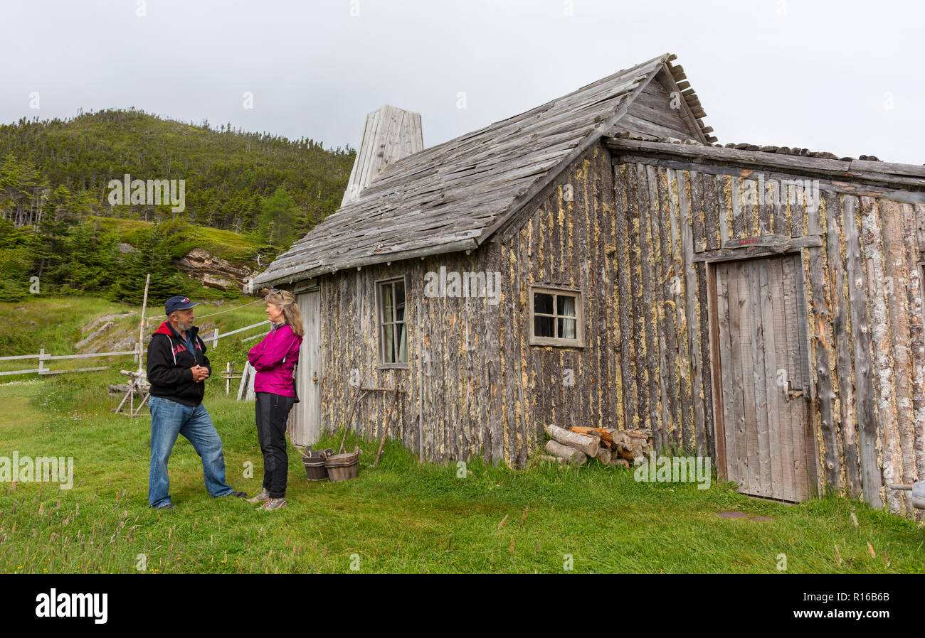 CAPE RANDOM, NEWFOUNDLAND, CANADA - Tour guide, left, and visitor ...