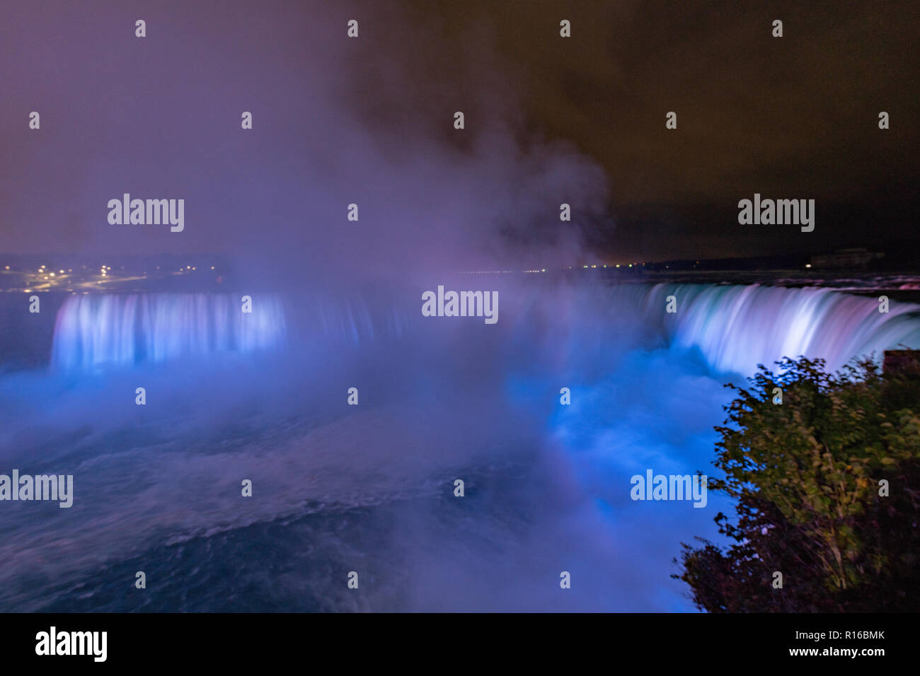 Canadian Niagara Falls at Night from Canadian Side, Ontario, Canada ...