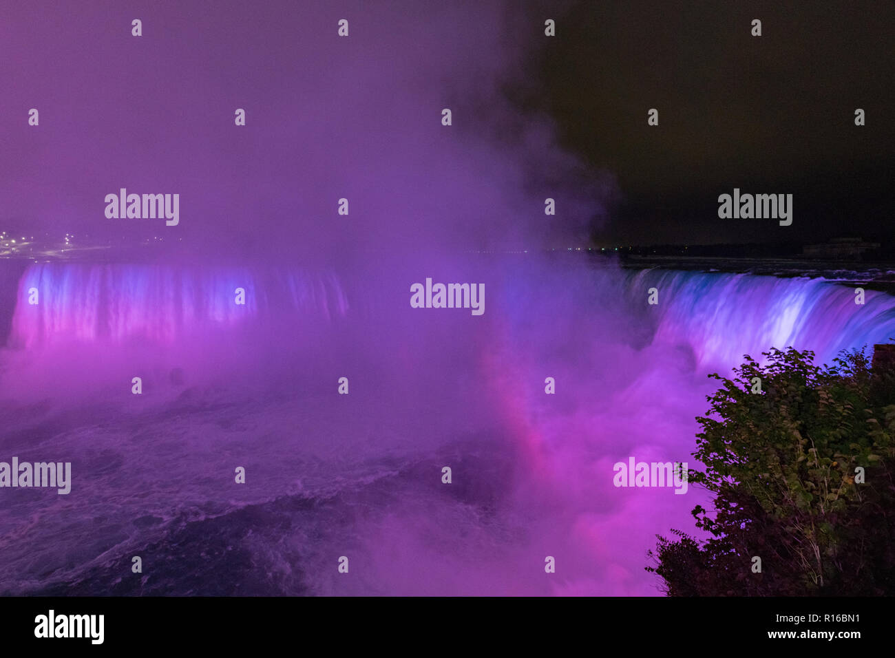 Canadian Niagara Falls at Night from Canadian Side, Ontario, Canada ...