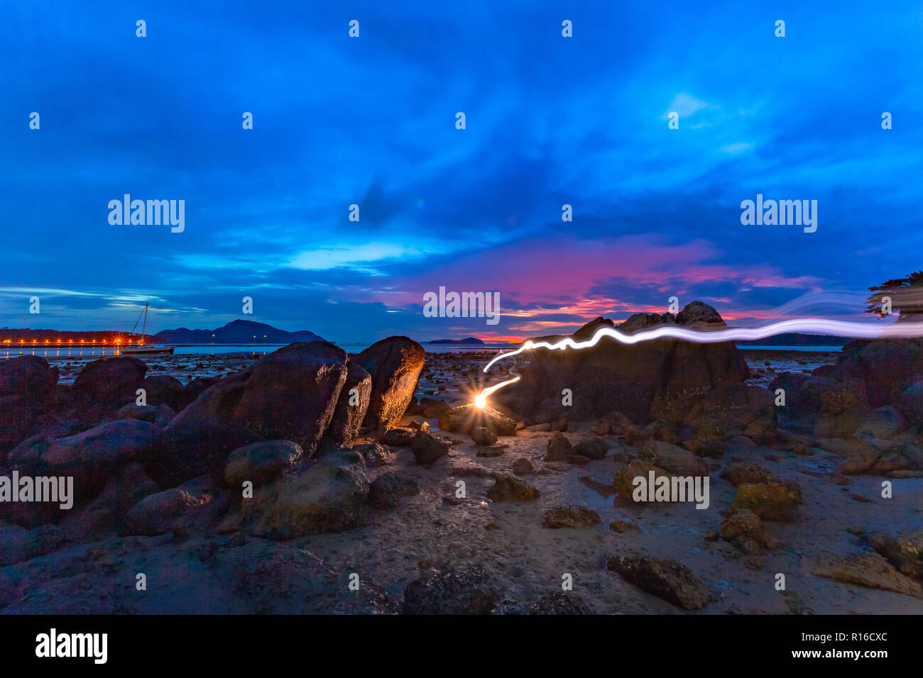 floating light in the air in twilight look like soul of ghost Stock ...