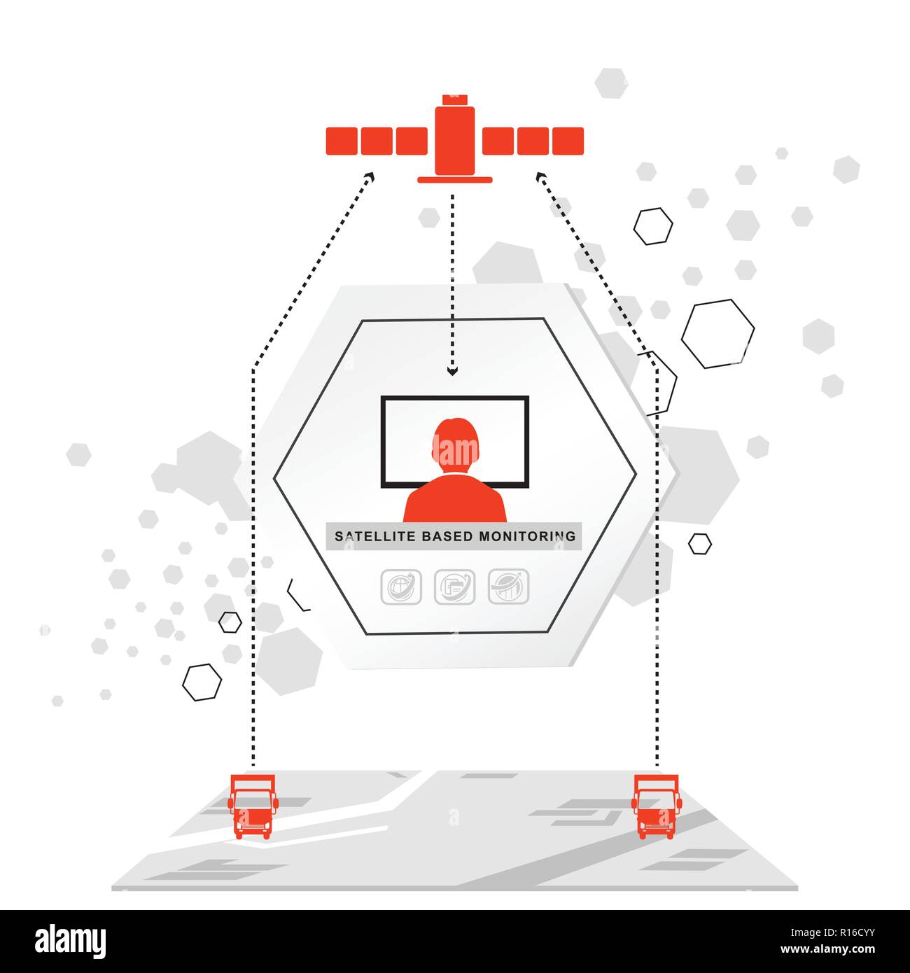 Logistics icons. Hexagon Abstract vector background. Telematics systems ...