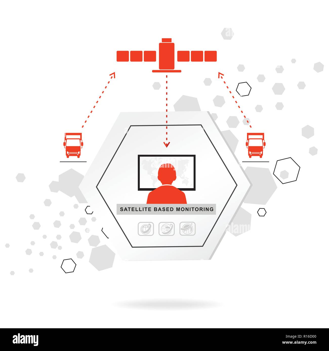 Logistics icons. Hexagon Abstract vector background. Telematics systems ...