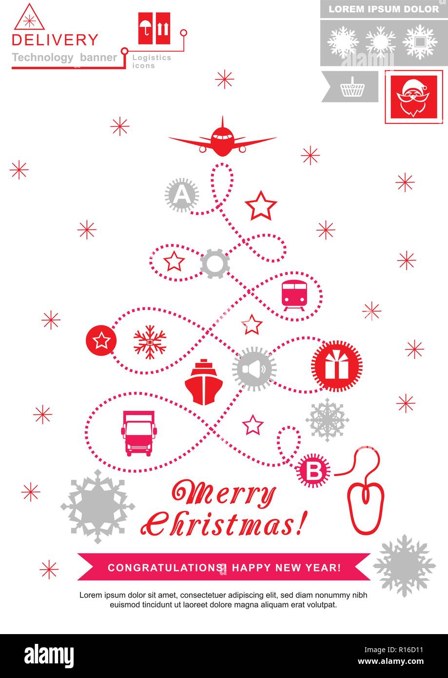 Red pathway in the shape of christmas tree on white background. Red ...