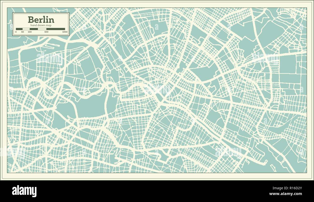 Berlin Germany City Map in Retro Style. Outline Map. Vector ...