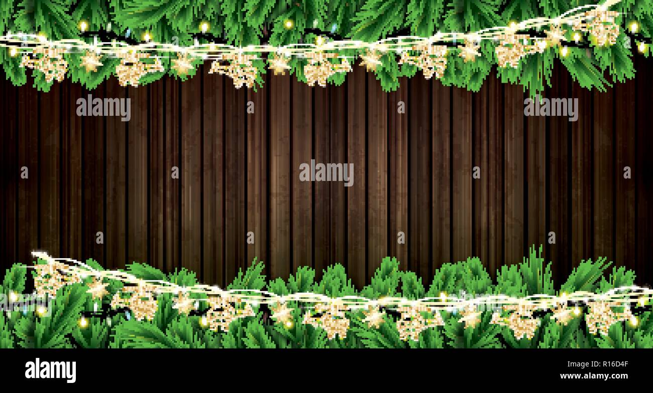 Fir branch on wood Stock Vector Images - Alamy