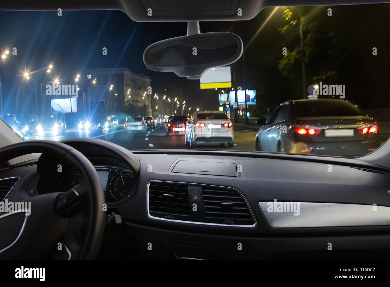 Inside car night on highway hi-res stock photography and images - Alamy