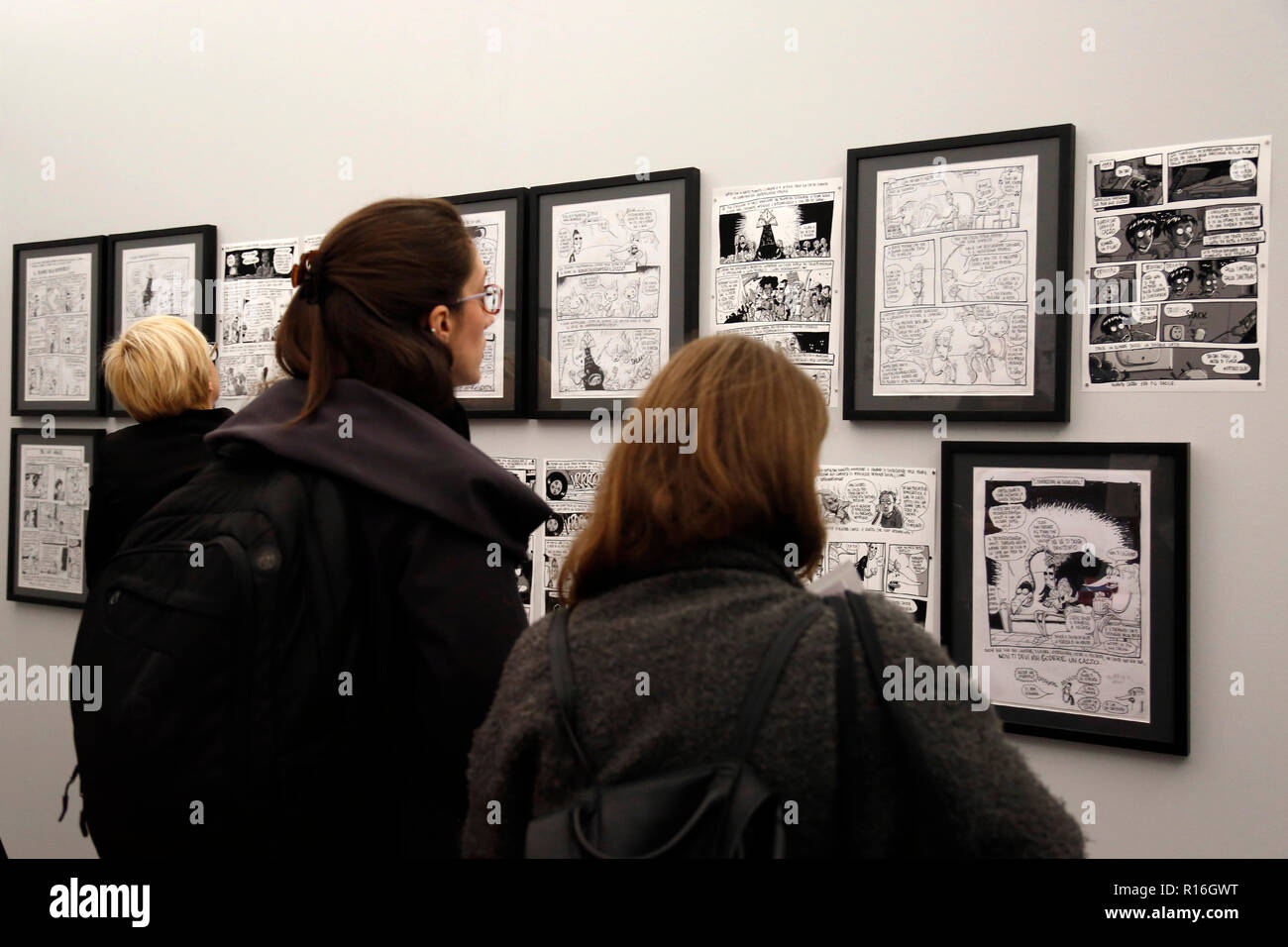 Rome November 9th 2018. Exhibition of the Italian cartoonist ...