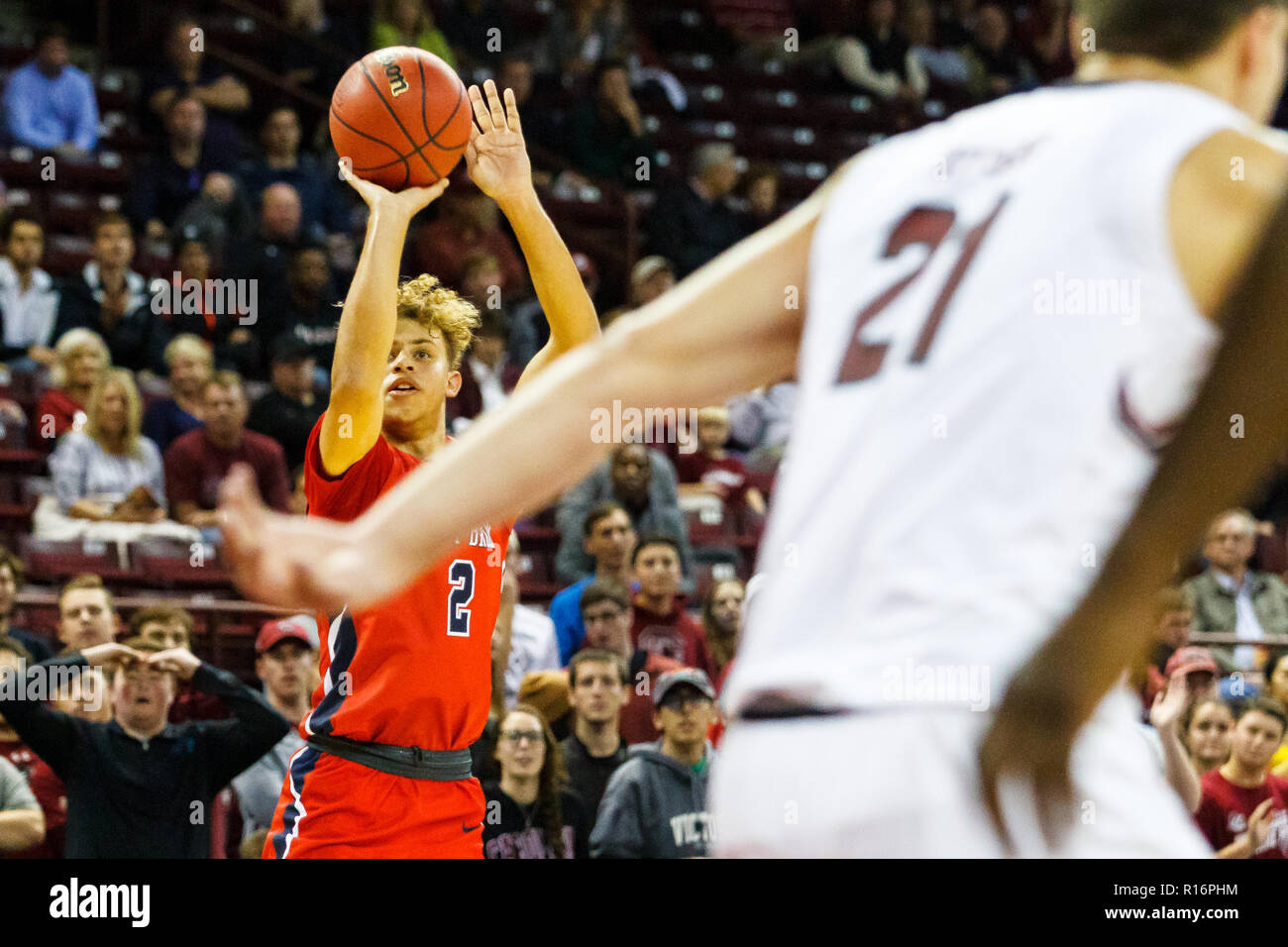 Columbia, SC, USA. 9th Nov, 2018. Stony Brook Seawolves guard Miles ...