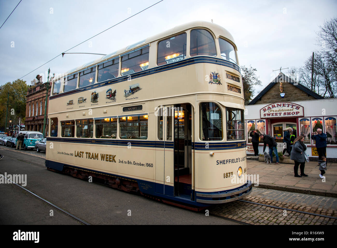 Sheffields Last Tram proudly on route at Crich Tramway Village ...