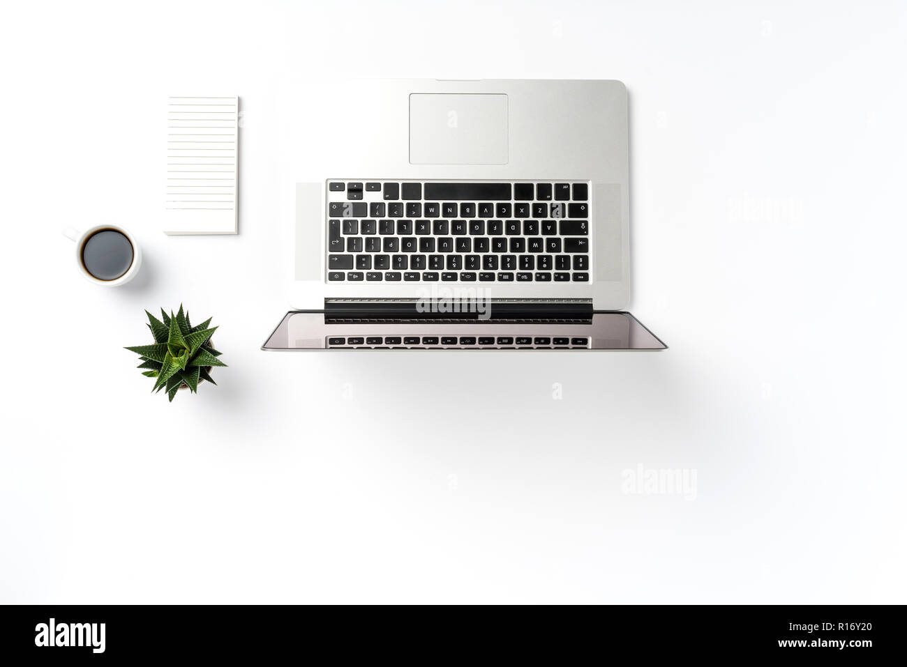 Top view coffee laptop Cut Out Stock Images & Pictures - Alamy