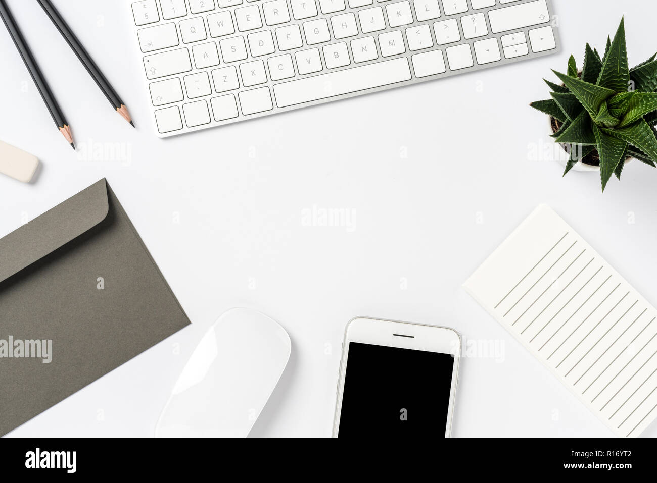 Elegant office desktop. Top view Stock Photo - Alamy