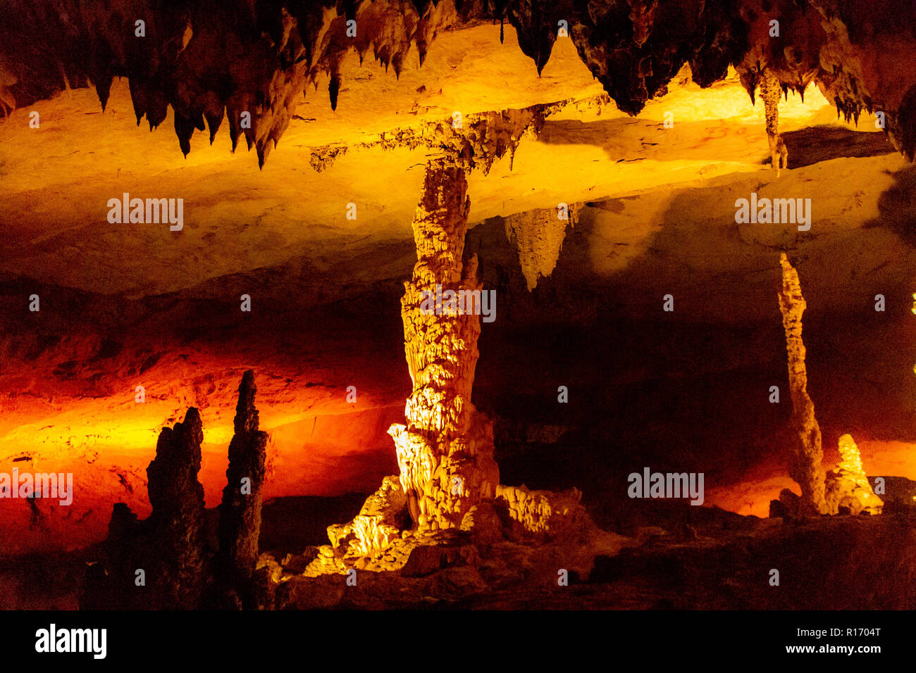 Thakhek, Laos - April 21 2018: Interior of the Kong Lor cave, the ...