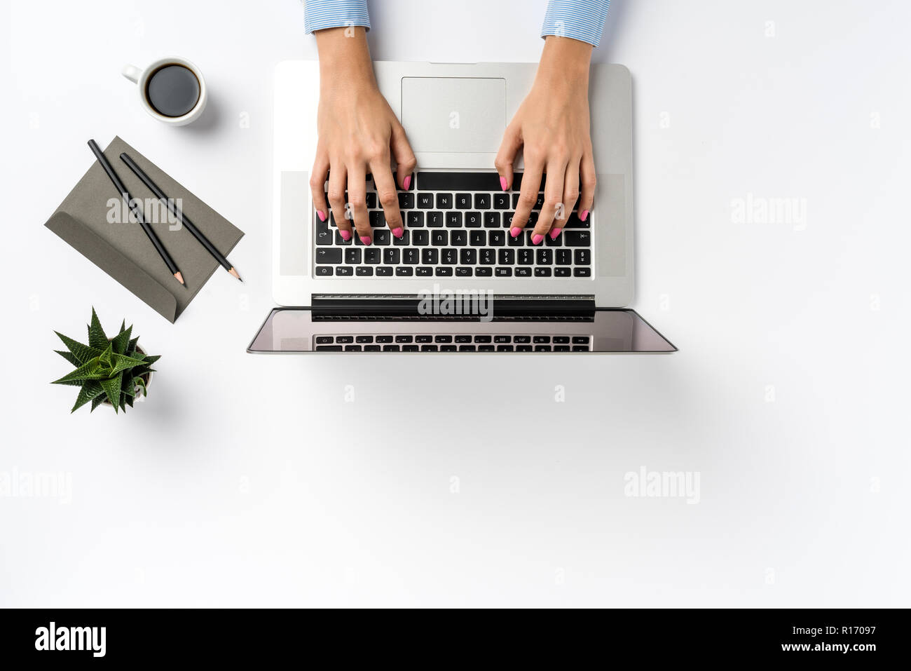 Modern office desktop with copy space Stock Photo - Alamy