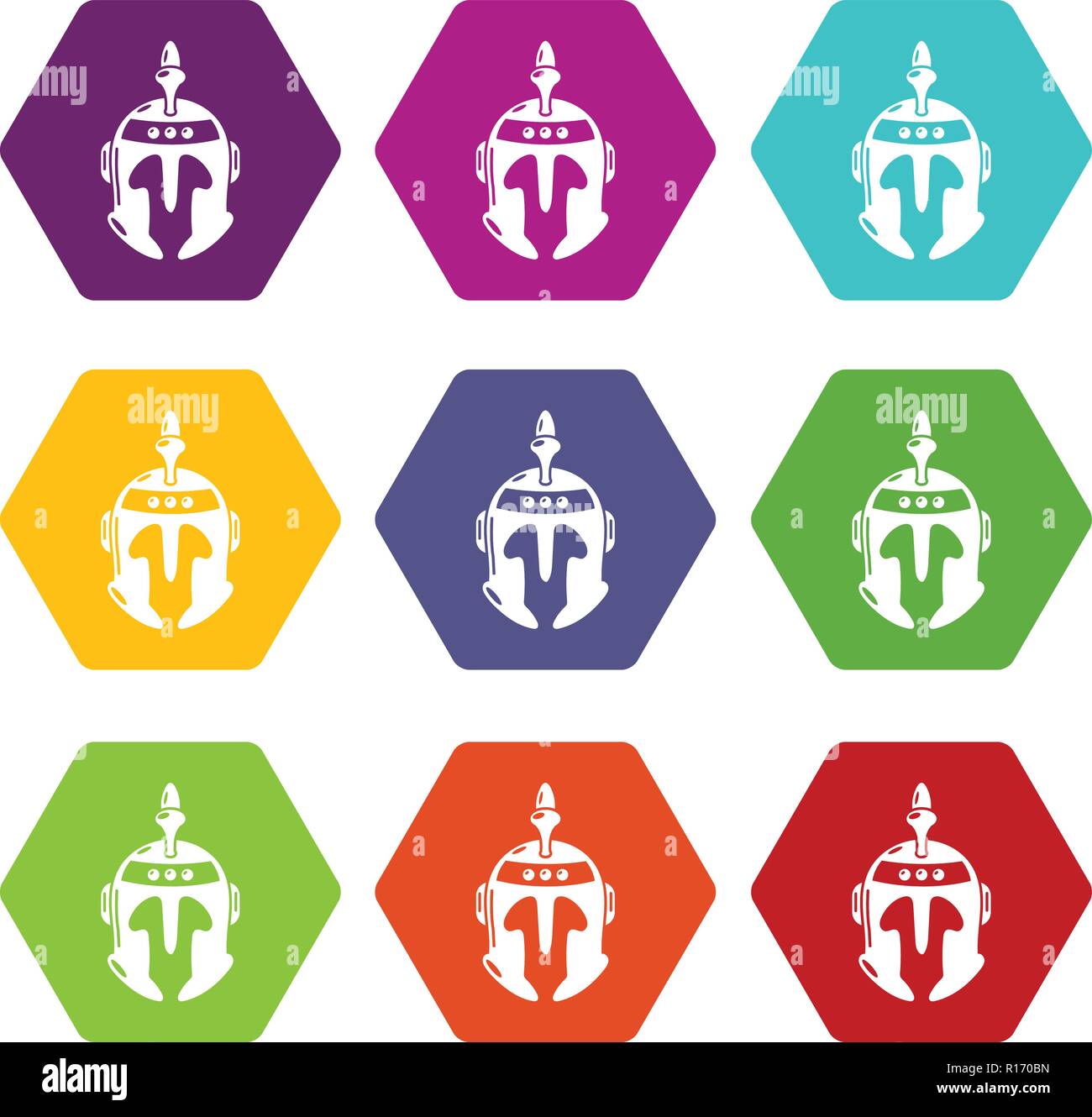 Knight helmet icons set 9 vector Stock Vector Image & Art - Alamy