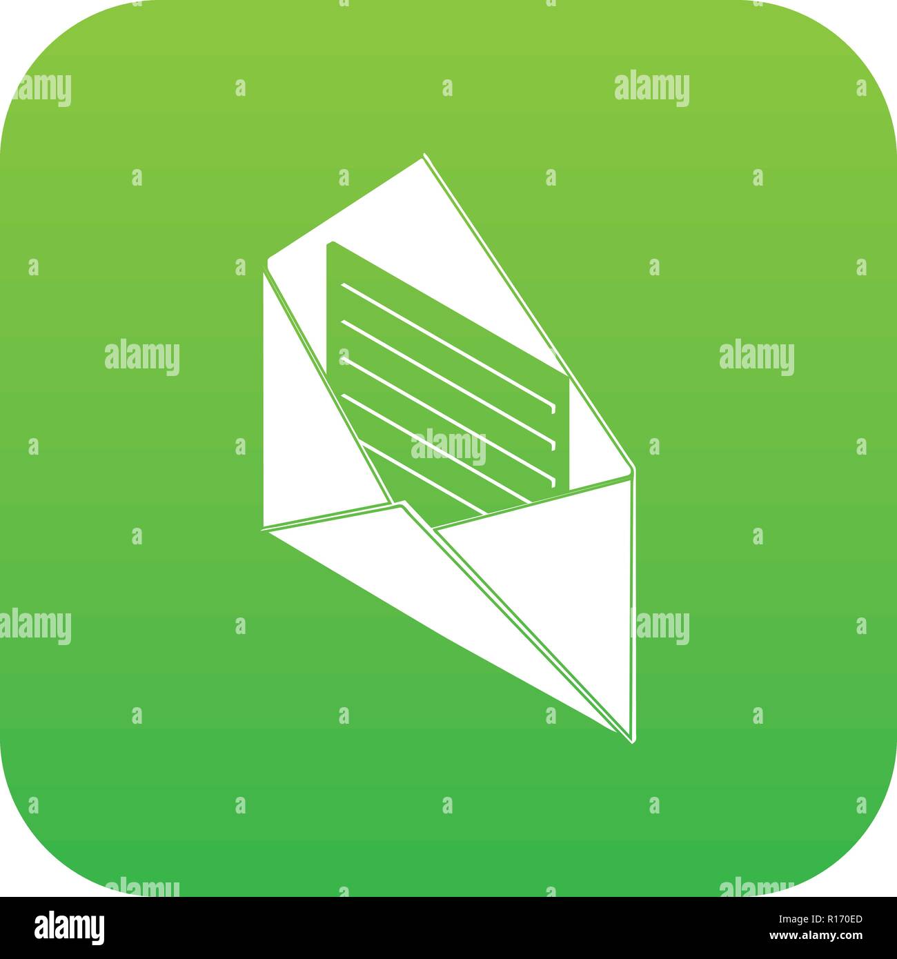 Open envelope icon green vector Stock Vector Image & Art - Alamy