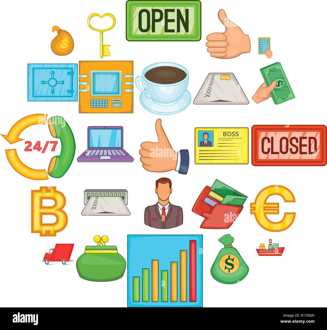 Key to the safe icons set, cartoon style Stock Vector Image & Art - Alamy