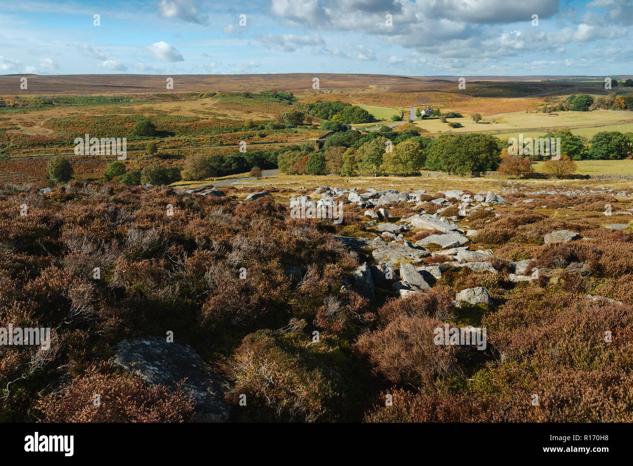 Goathland, Yorkshire, UK. Rolling landscape of the North York Moors ...