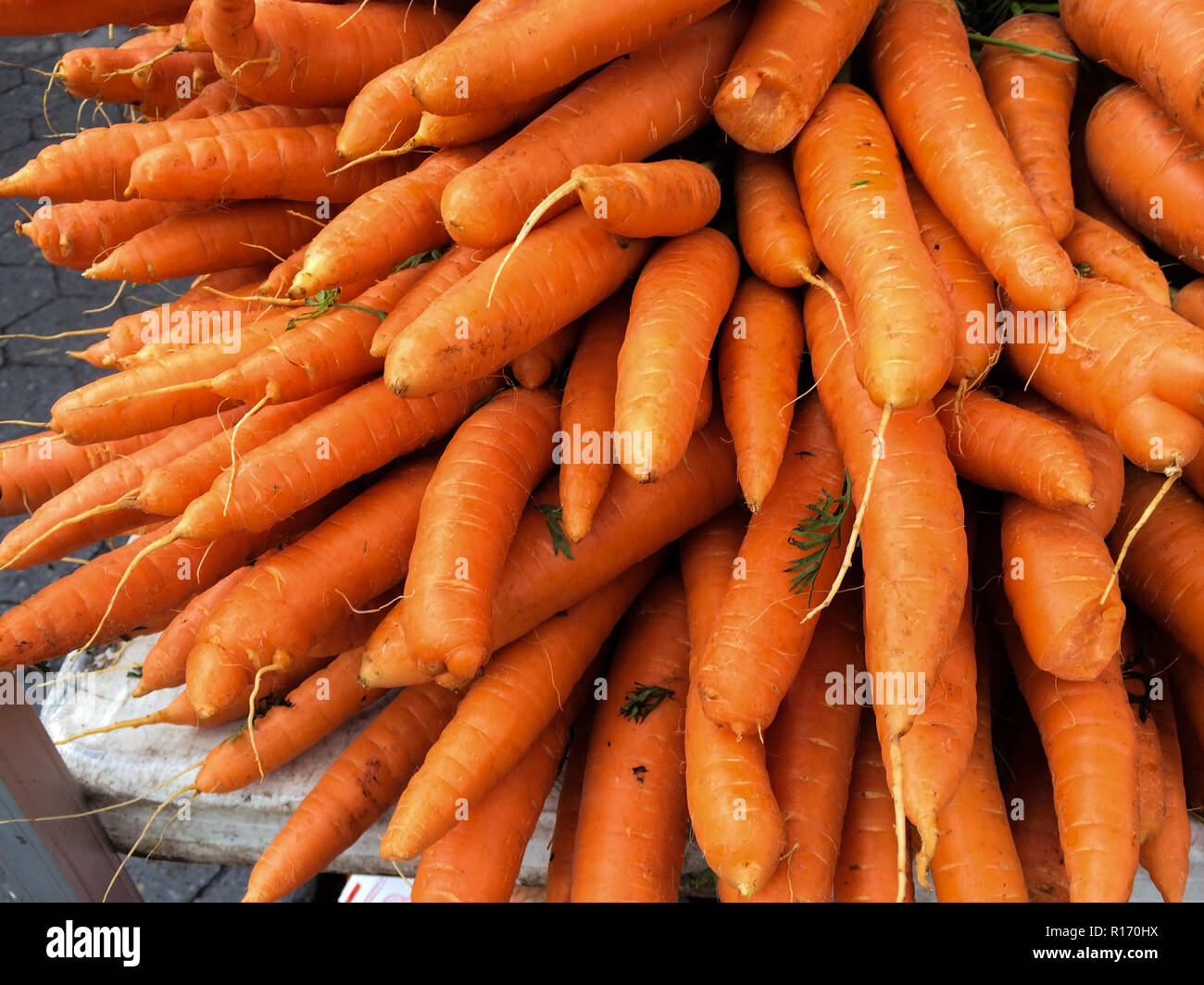 Some fresh Carrots at farmers Market on Union Square New York Stock ...