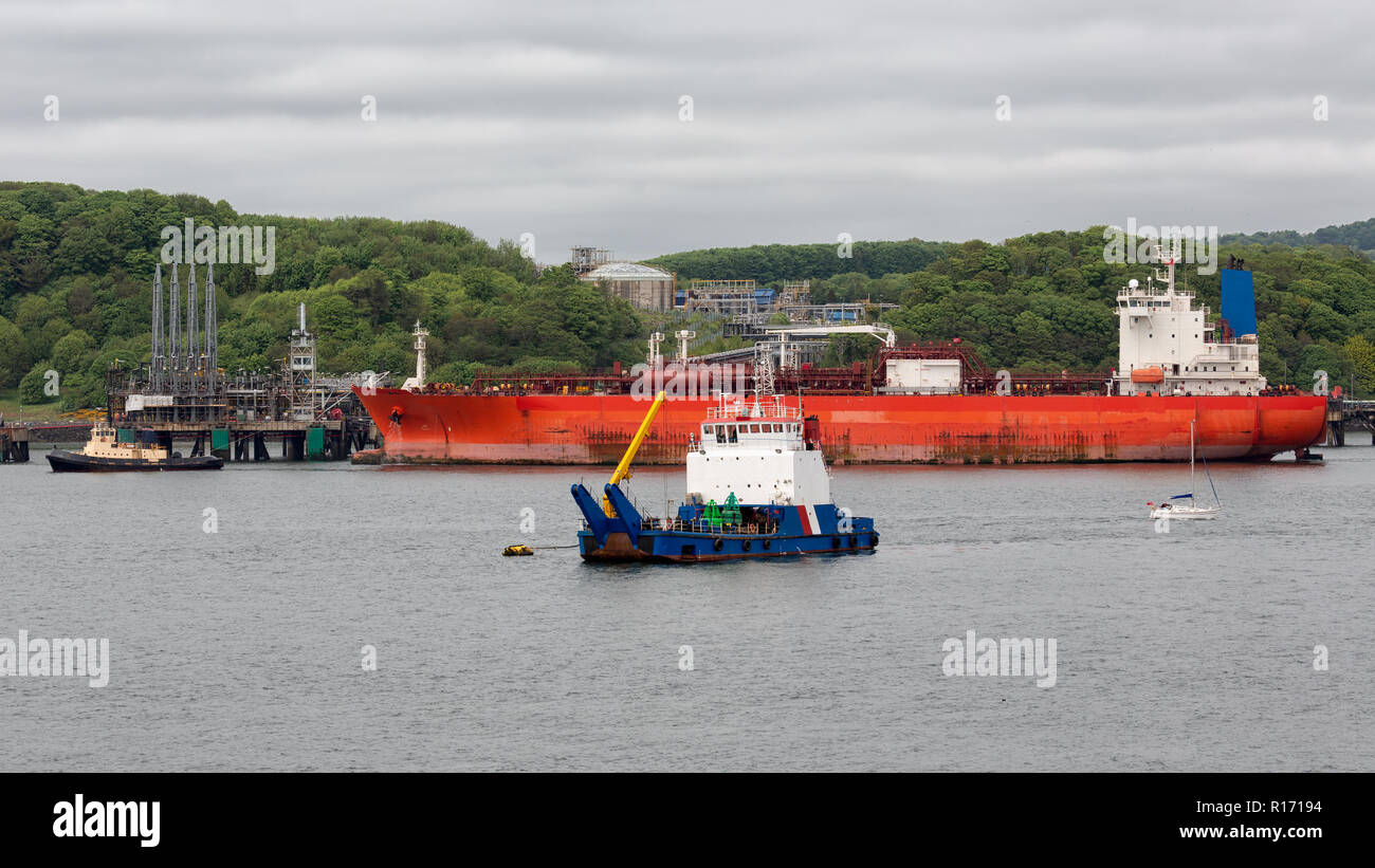 Oil terminal with tanker in Firth of Forth near Edinburgh Stock Photo ...