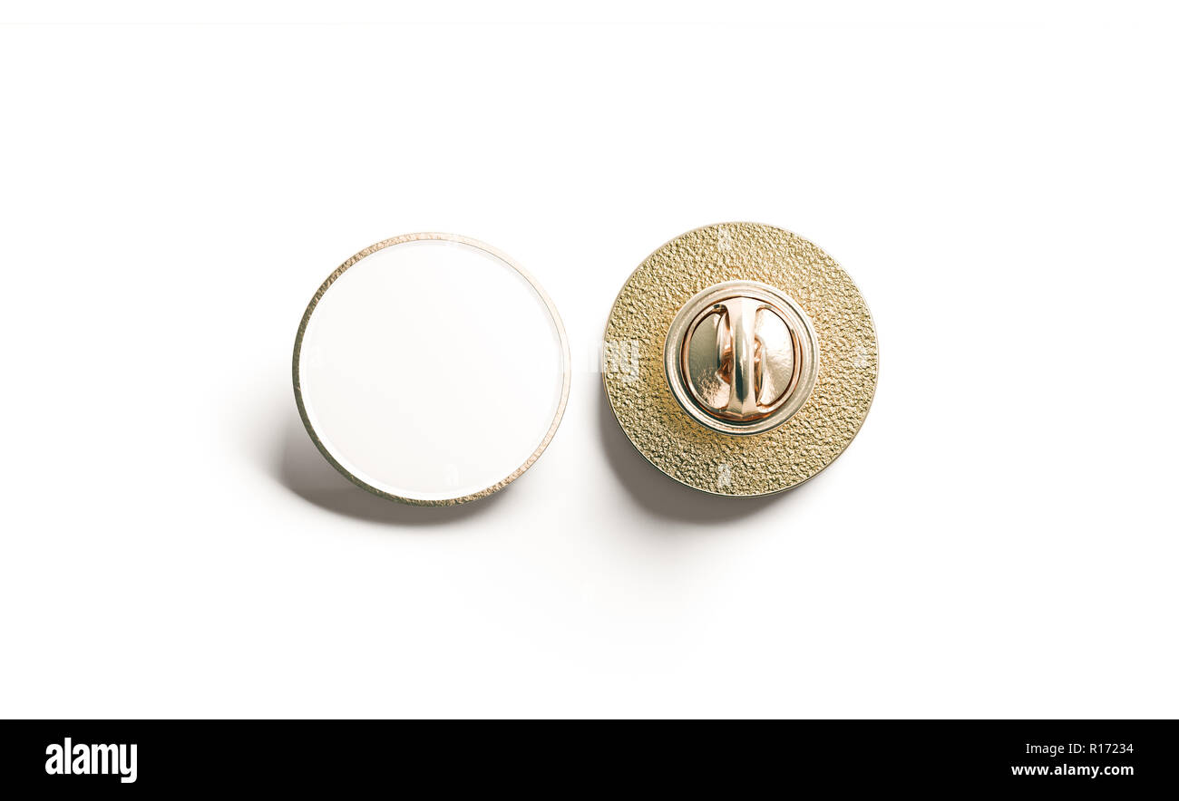 Blank white round gold lapel badge mock up, front and back side view ... Blank white round gold lapel badge mock up, front and back side view ...