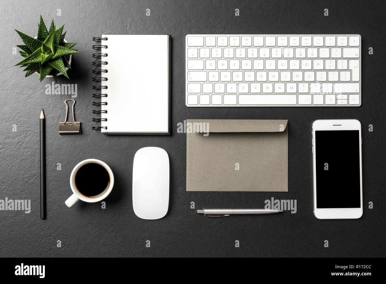 Elegant office desktop. Top view Stock Photo - Alamy