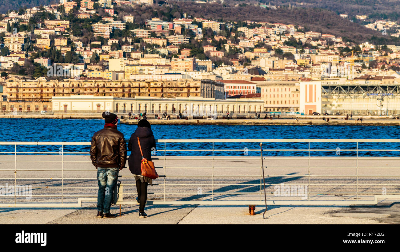 winter evening in the gulf of Trieste Stock Photo - Alamy