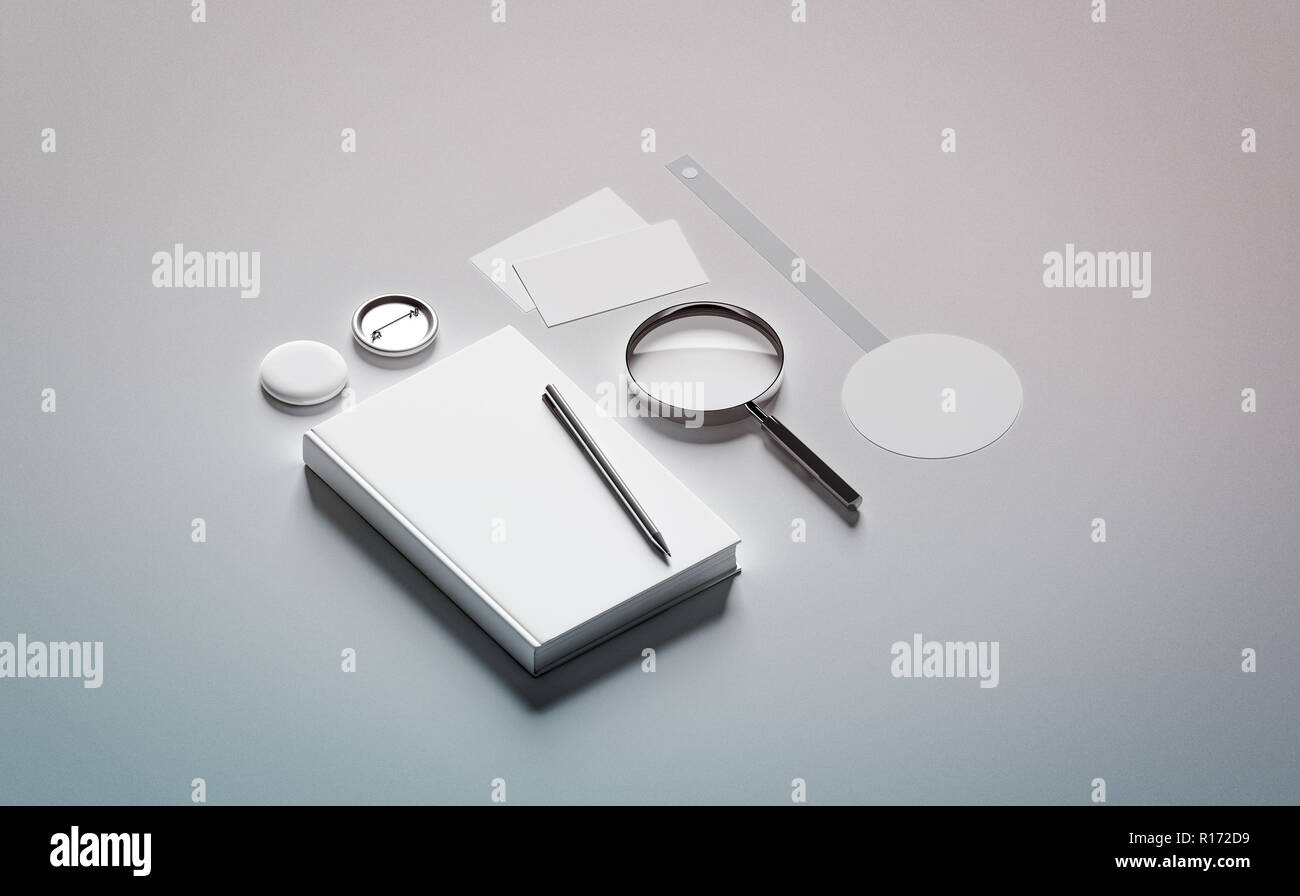 Book presentation design mock up elements, 3d rendering. Blank objects ...