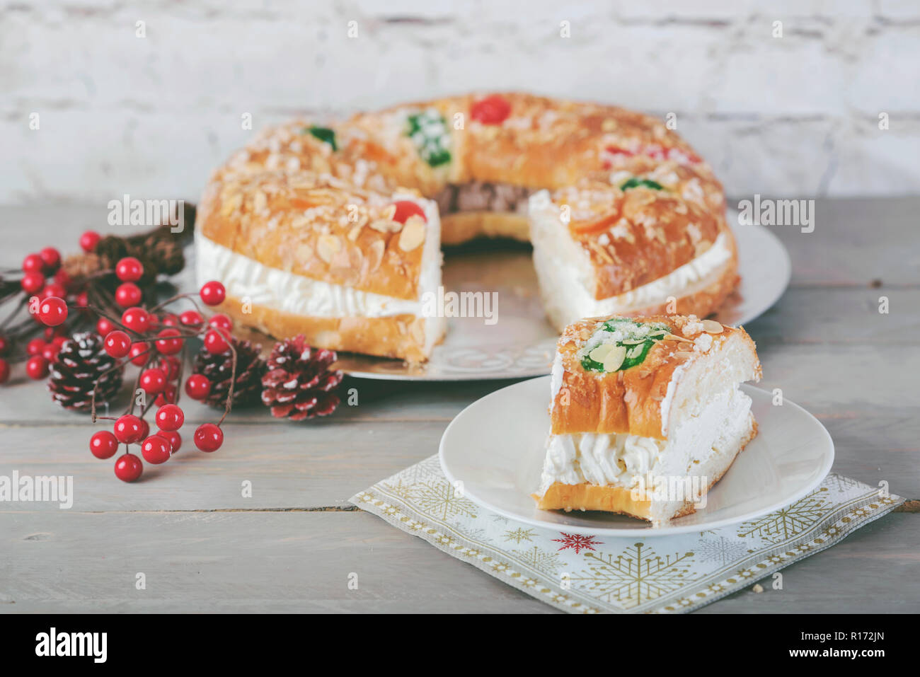 King cake typical spanish dessert for Christmas Stock Photo - Alamy
